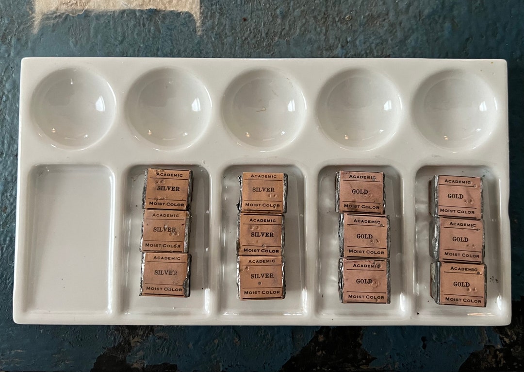 ART Antique Devoe & Raynolds Ceramic Porcelain Palette + 12 Watercolor ...