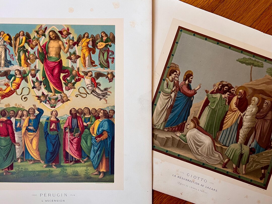 1870 Resurrection & Lazarus Chromolithographs • Antique French Prints ...