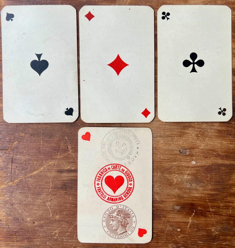 Antique 1907 Italian Playing Cards – F.lli Armanino Genova 52-card ...