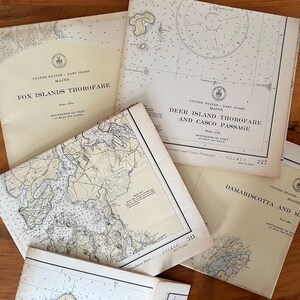 5 Antique US Coast Geodetic Survey Maps 1914-45 Maine Deer Island Casco ...