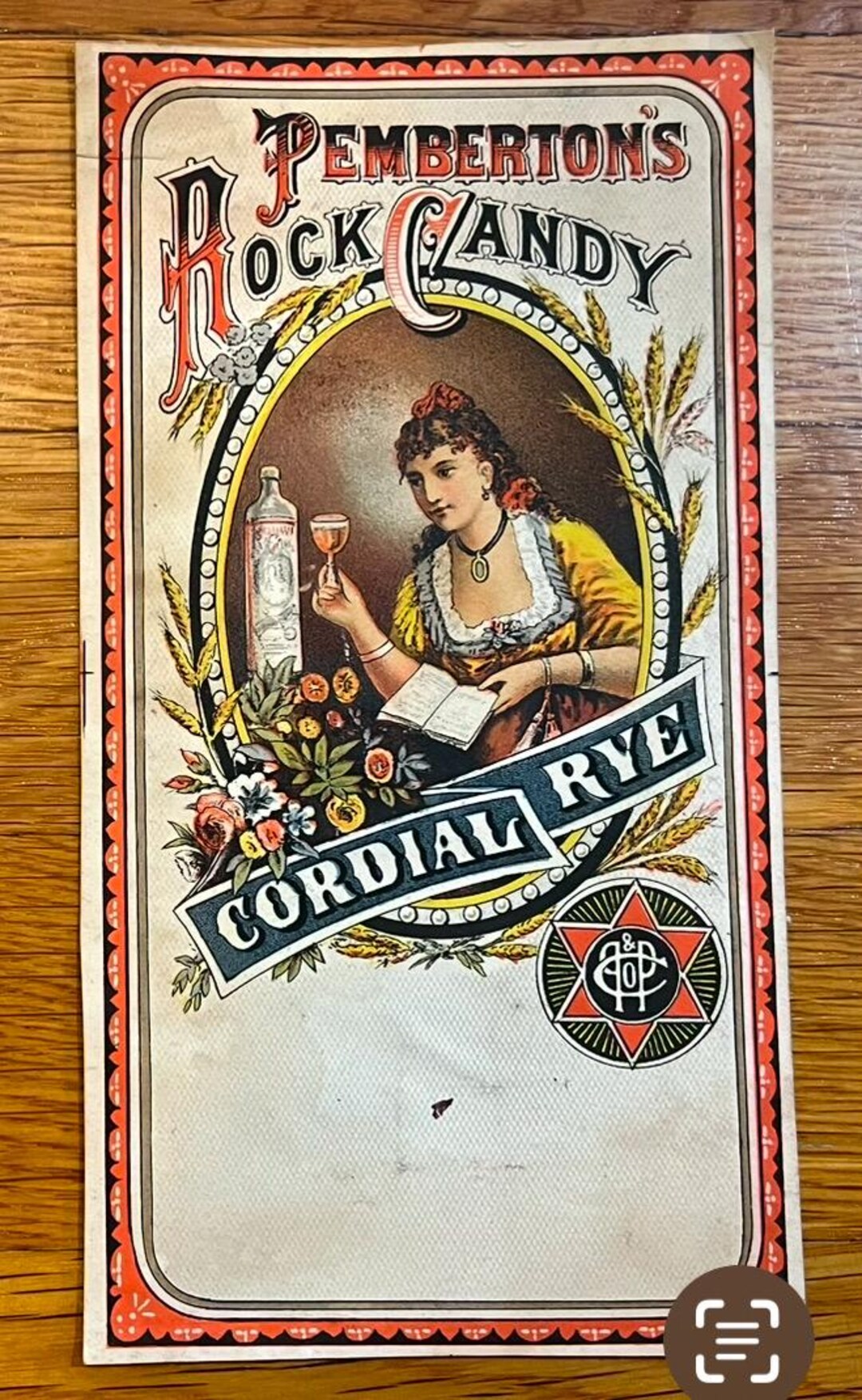 Rare 1870s Coca Cola Ephemera —pemberton’s Rock Candy Cordial Rye Label ...