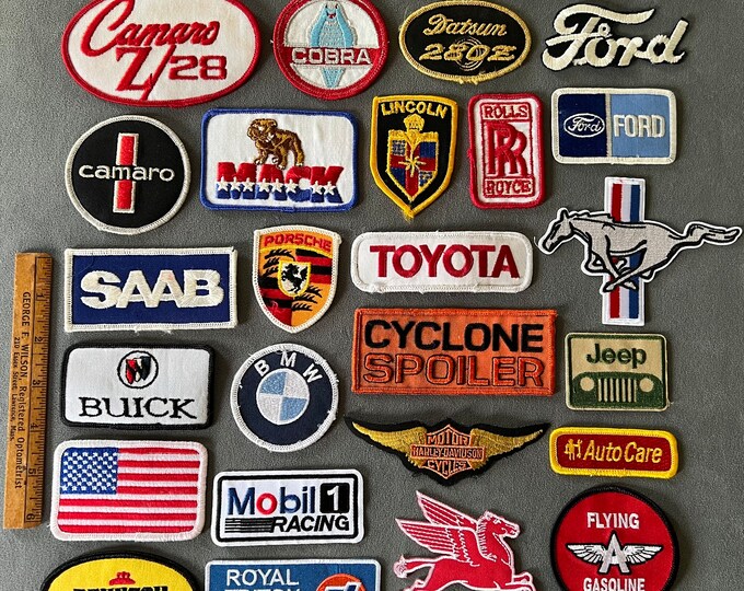 Vintage Auto PATCHES 25 Patches Cars Racing Harley Motorcycle Oil Gas ...