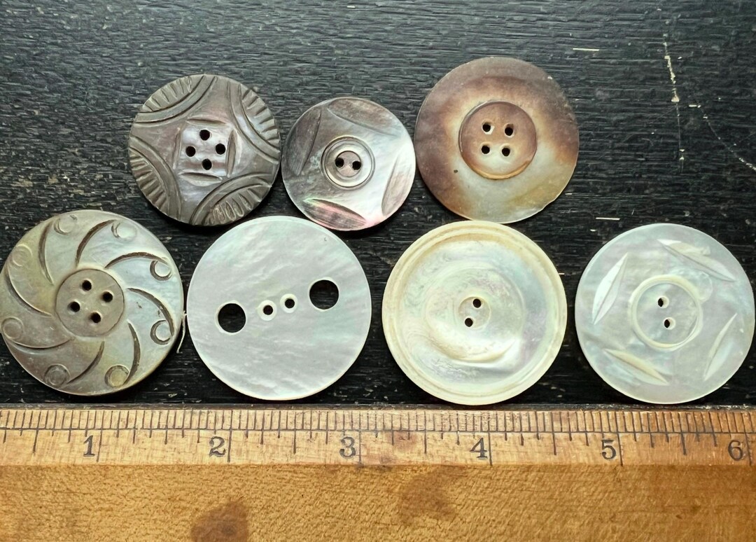 Large Antique Mother of Pearl Buttons — 9 Edwardian Sewing Notions 1890 ...