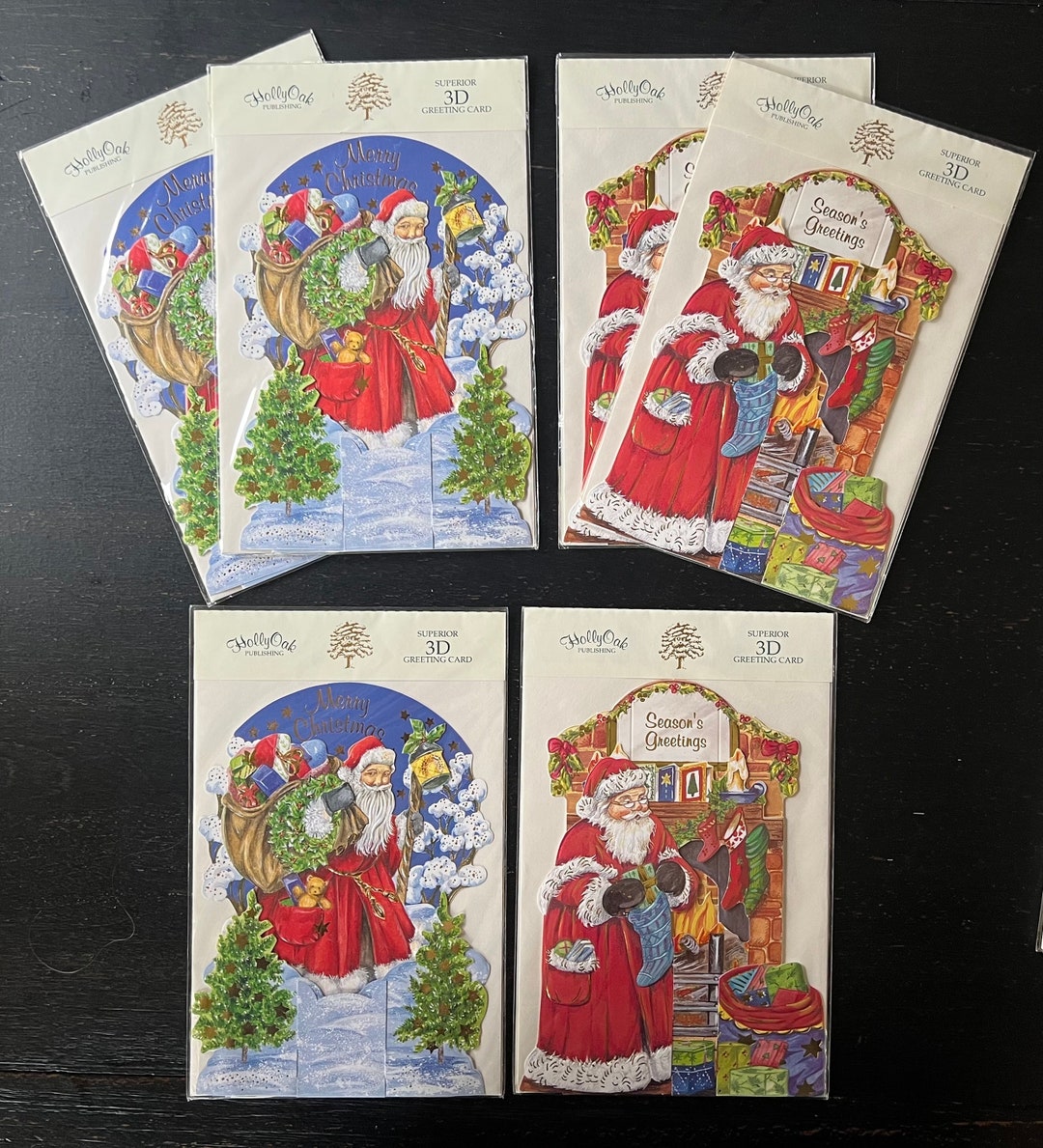 Vintage Marian Heath 3D Christmas Cards - Santa Father Christmas - Lot ...