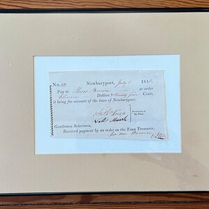 1818 Original Newburyport MA Overseers of the Poor Payment Receipt to ...