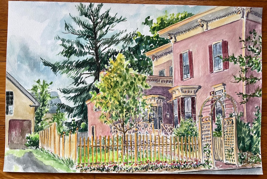 Original Watercolor Painting: Massachusetts Town Architecture, 18x12 ...