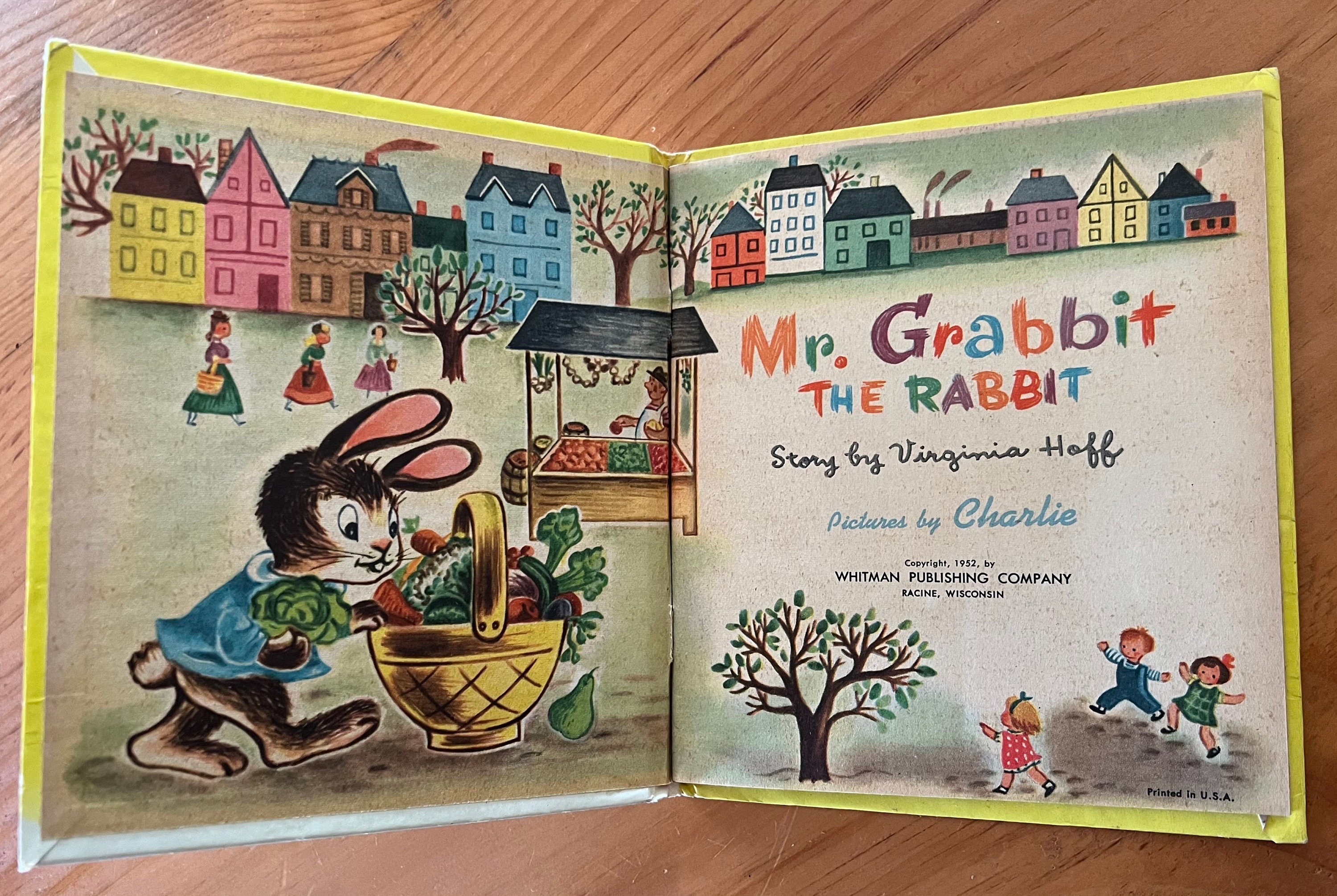 Vintage MR. GRABBIT 1952 Scarce Yellow First Edition Virginia Hoff Tell ...