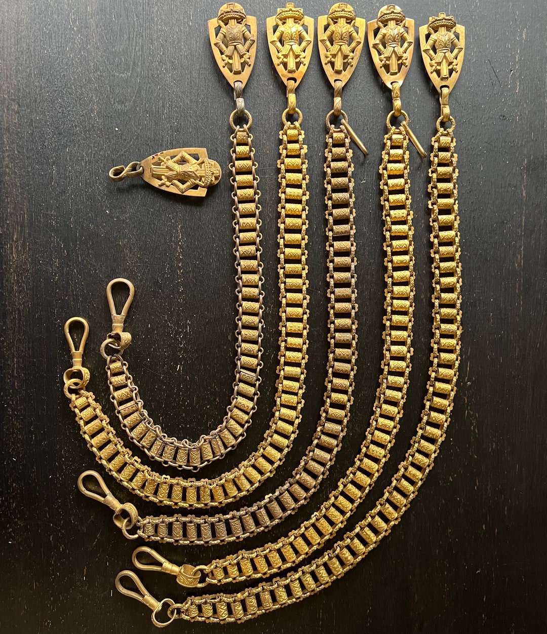 MASONIC Antique Regalia 5 Sword Hanging CHAINS 6 Knights Templar ...