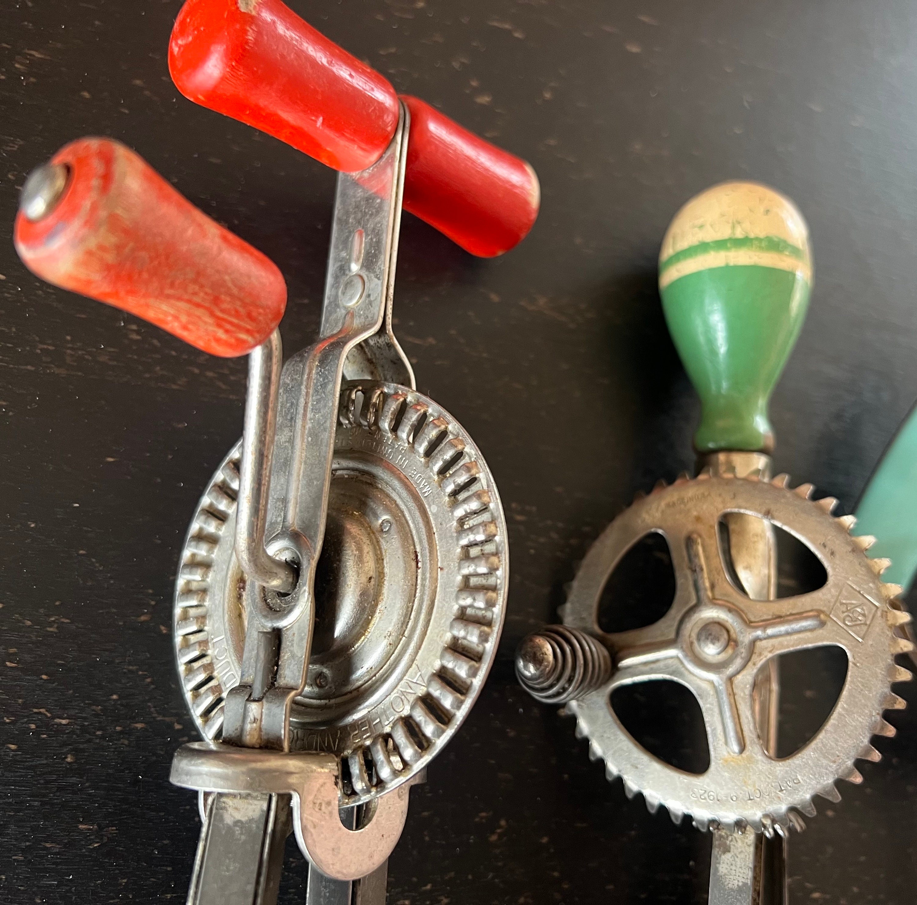 3 Vintage Egg Beaters Red, Green, Turquoise Early Midcentury Manual ...