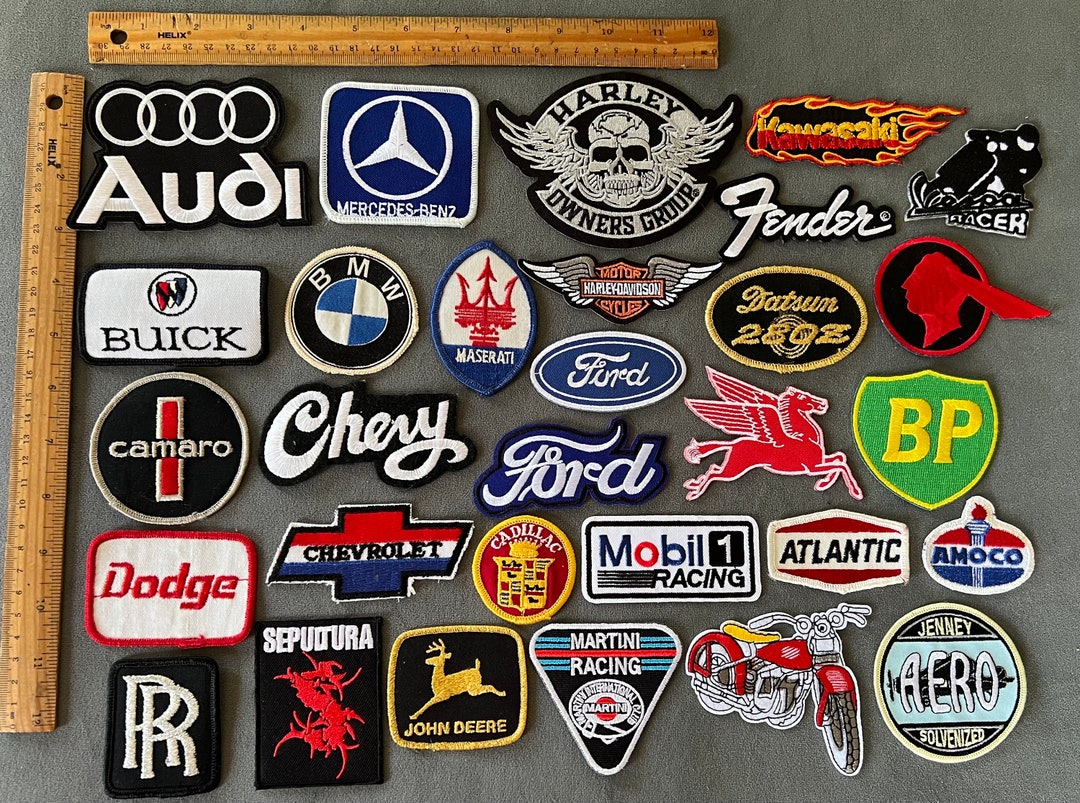 Vintage Auto PATCHES 30 Patches Cars Racing Harley Motorcycle Oil Gas ...
