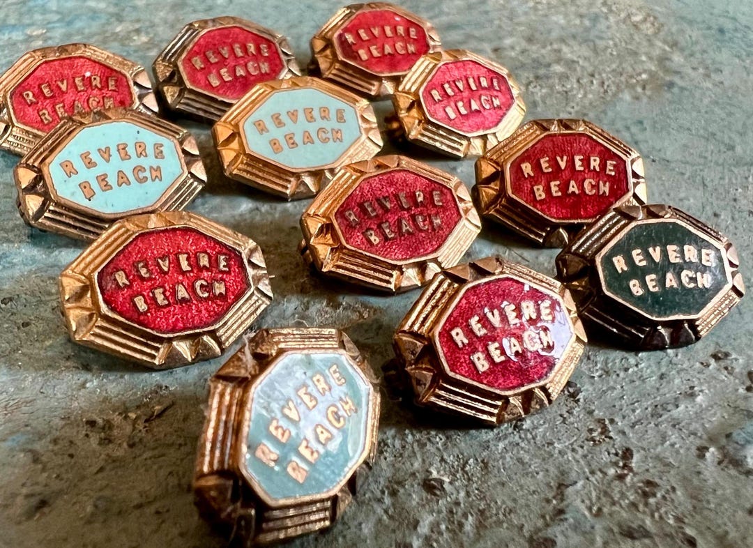 Vintage Revere Beach Enamel Lapel Pins - 1940s Massachusetts Souvenir ...