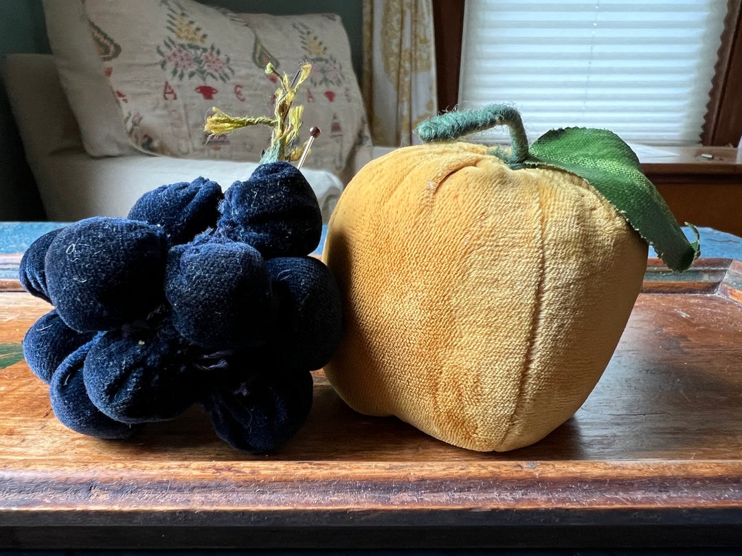 Vintage Velvet Fruit Pin Cushions Fruit Bowl Tomato Apples Golden Apple ...