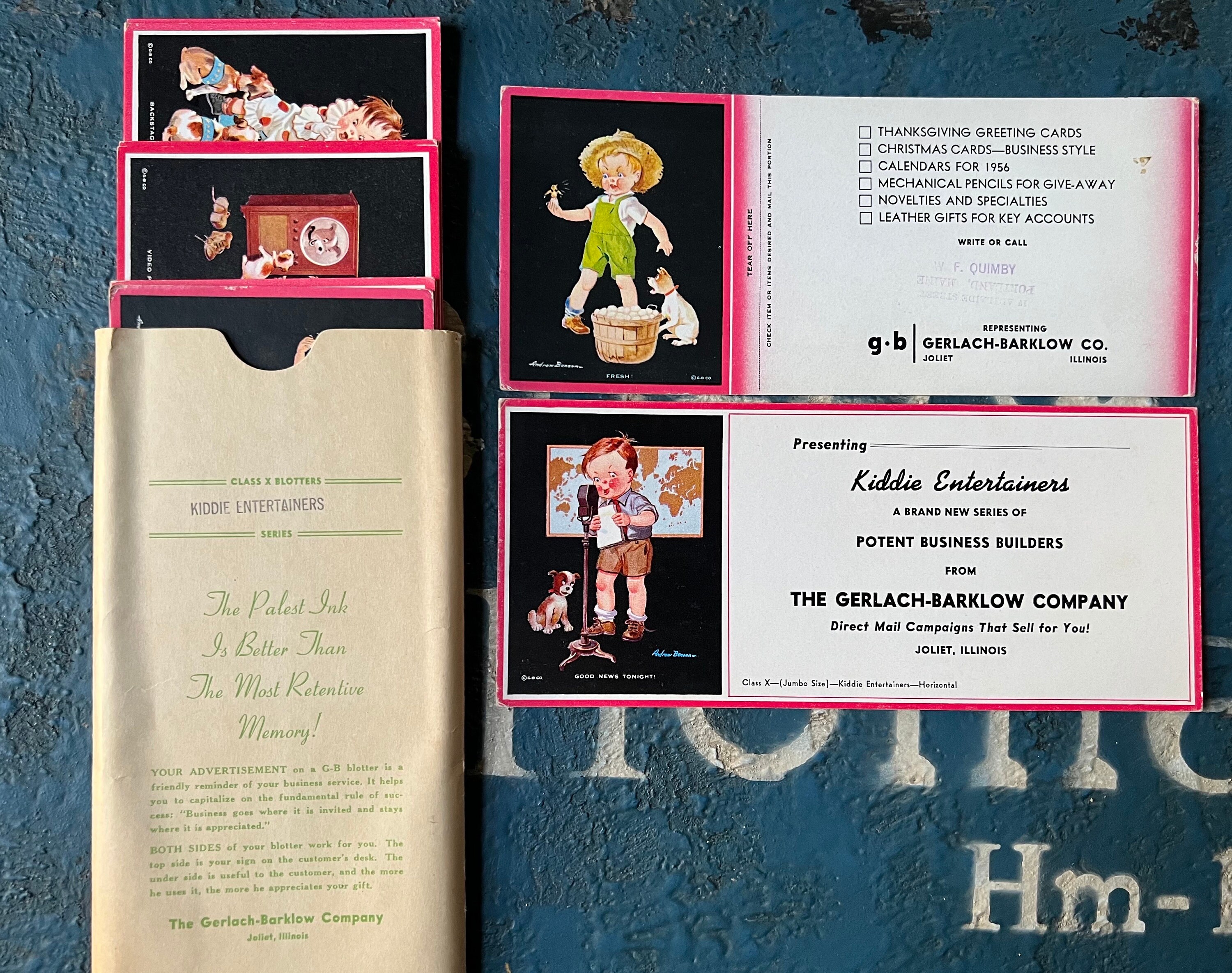 Vintage Ink Blotter Advertising Cards 14 Gerlach Barklow Co. Andrew ...