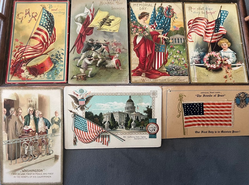 Postcards 7 Patriotic MEMORIAL DAY International Art Signed - Etsy