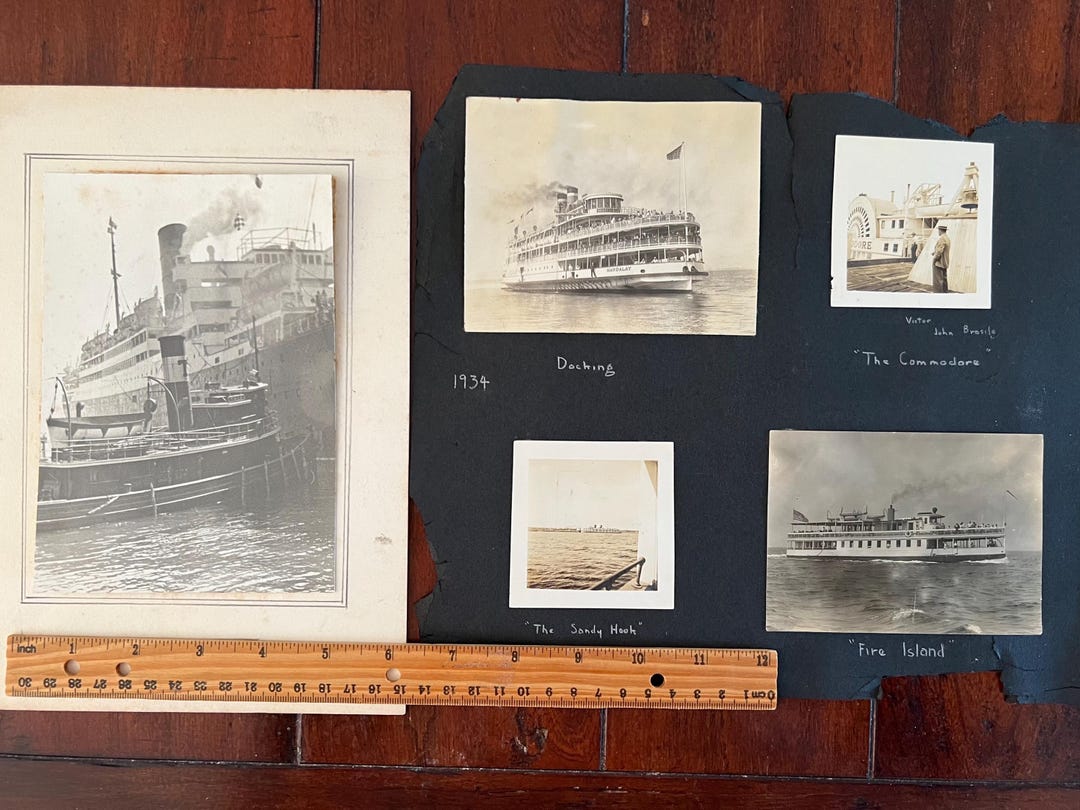 5 Photos 1930s Steamboat Photographs Commodore Mandalay Sandy Hook ...