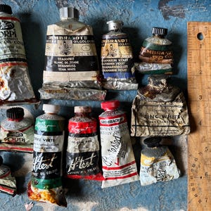 ART 20 Old Oil Paint Tubes Rembrandt Orpi Talons Metal Tubes Grumbacher ...