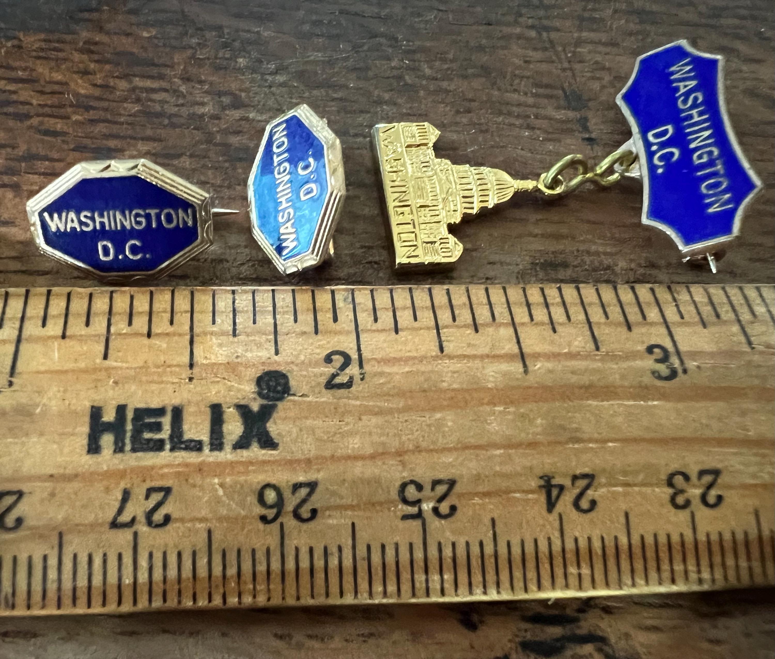 Vintage Washington DC Souvenir Pins: Goldtone Enamel Lapel Pins - Lot ...