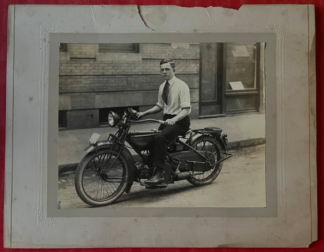 Antique Photograph 1920s Harley Davidson Motorcycle Man Photo ...