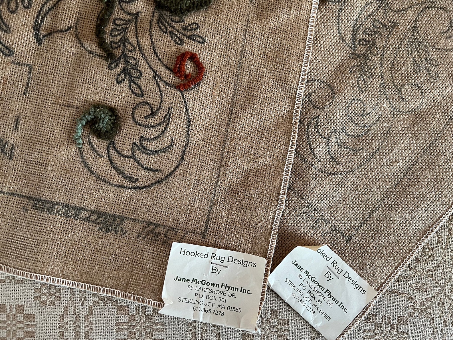 Vintage Rug Hooking Patterns by Jane Mcgown Flynn on Burlap PARTIALLY ...