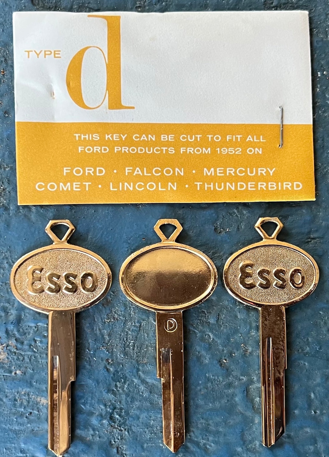3 Vintage FORD Key Blanks ESSO Fits 1952-1965 Ford Falcon Thunderbird ...