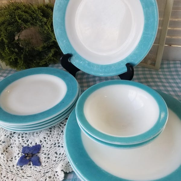 Turquoise Milk Glass - Etsy