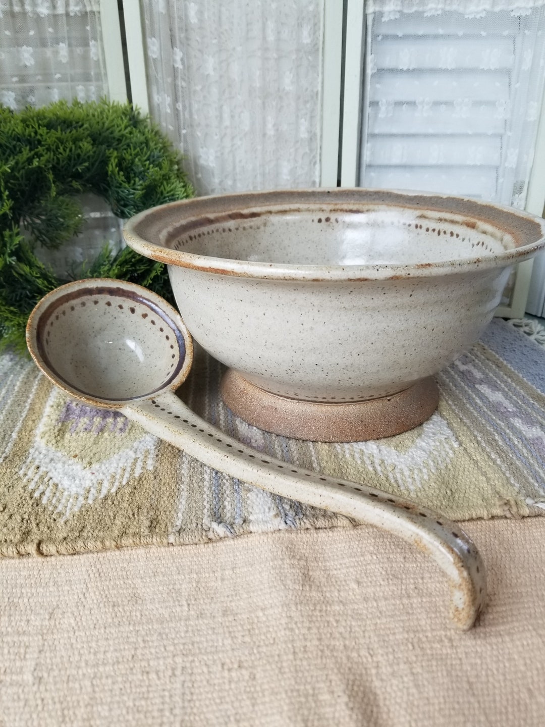 Handthrown Pottery Bowl and Matching Pottery Ladle. This Charming 2 Qt ...