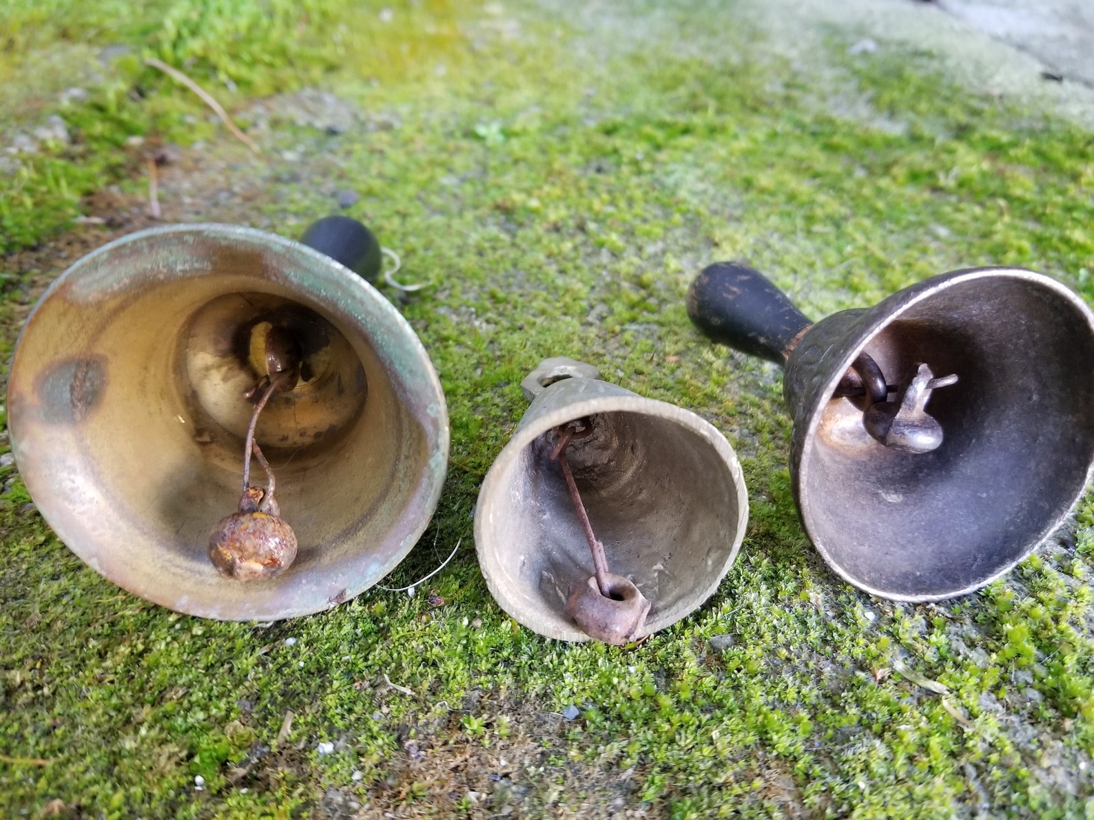 A Trio of Small Crusty Rusty Bells. Eclectic Trio of Brass - Etsy