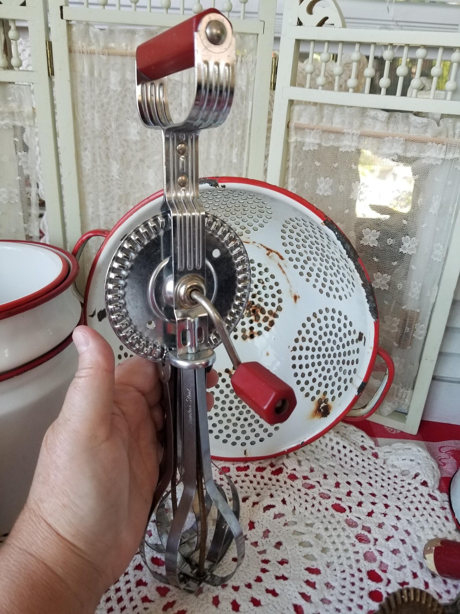 Selection of 7 Gorgeous Farmhouse Chippy Red Kitchen Gadgets. You ...