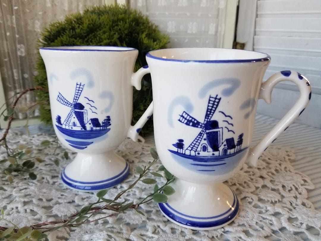 Beautiful Pair of Hand Painted Delft Holland Cups. These Two Blue and ...