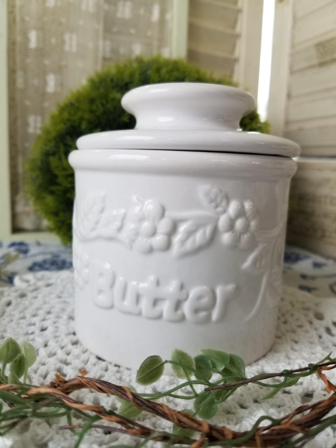 Beautiful Farmhouse White Porcelain Butter Bell Keeper. This Delightful ...