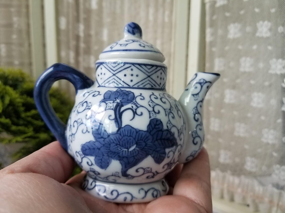 Beautiful Tiny Porcelain Blue and White Teapot. This Sweet Delicate ...