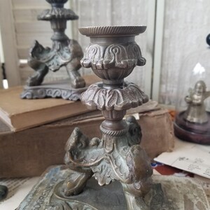 Two Heavy Brass Gothic Candlesticks. This Pair Ornate Gothic Brass ...