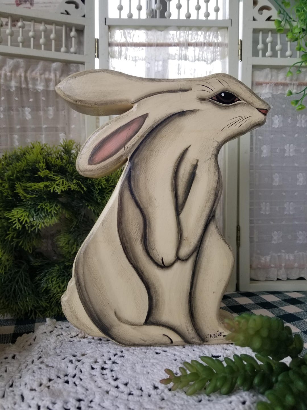 Charming French Farmhouse Rabbit Shelf Sitter. This Sweet Hand Painted ...