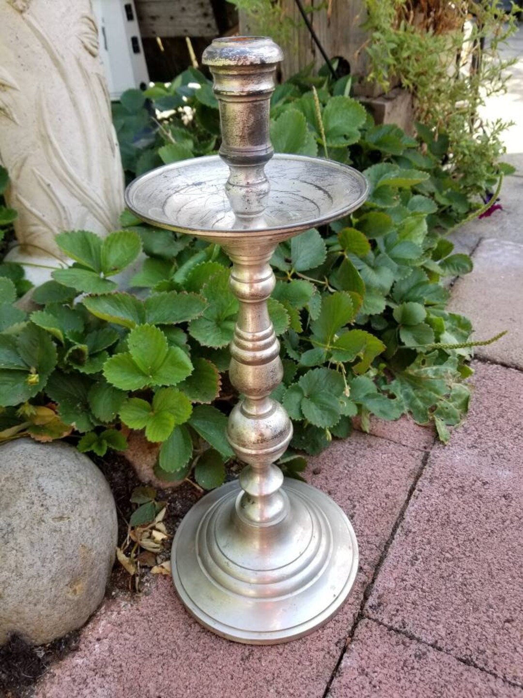 Deliciously Rustic Tall and Heavy Farmhouse Candlestick. This Huge Aged ...