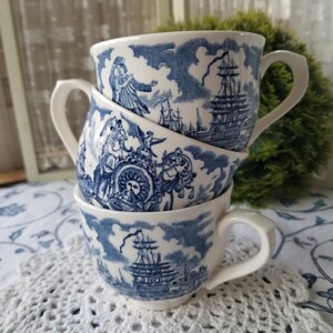 Trio of Ceramic Blue and White Sailors Farewell Cups. These 3 Vintage ...