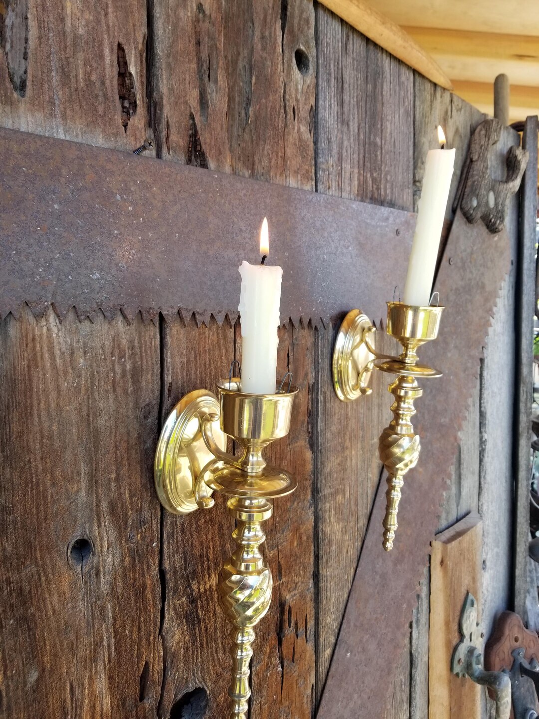 Glorious and Elegant Pair of Twisted Lacquered Brass Sconces. These Two ...