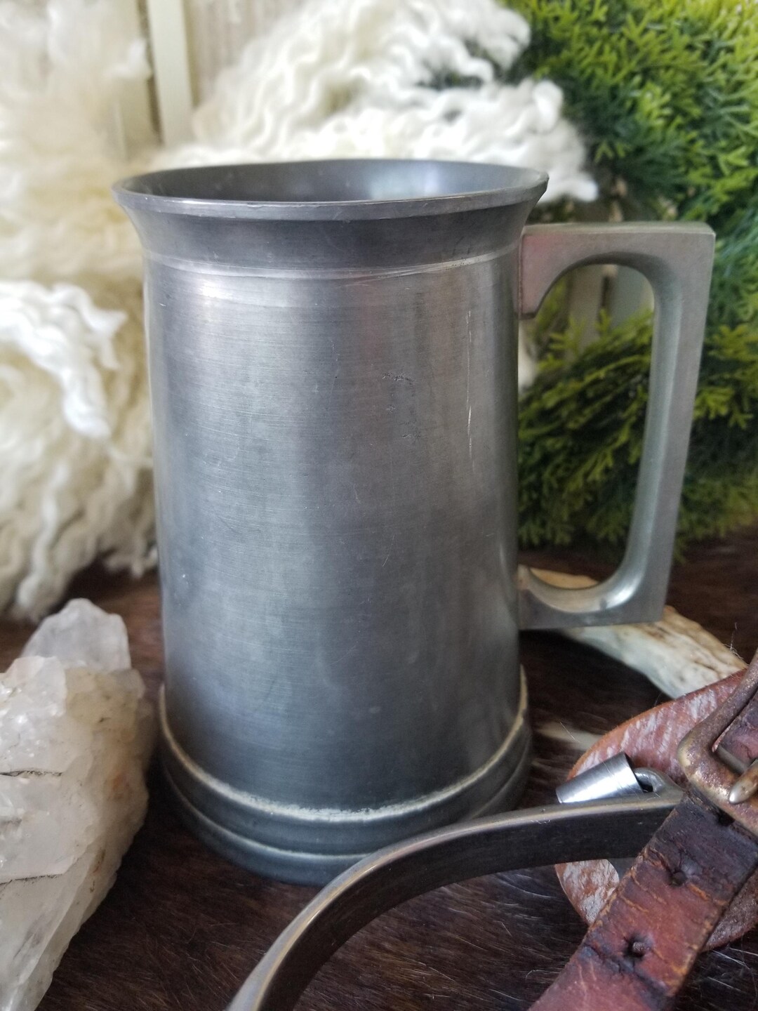 Heavy HK British Colony Pewter Tankard With Glass Bottom. This Rustic ...