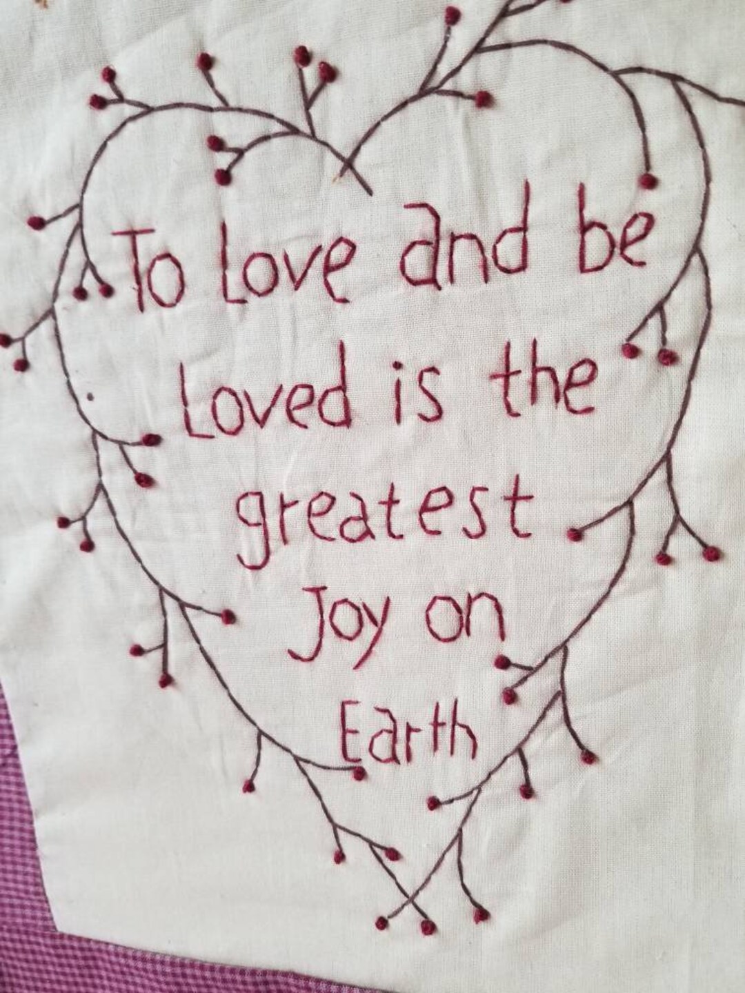 Rustic Framed Country Quilt Artwork. This Americana Embroidery Folk Art ...