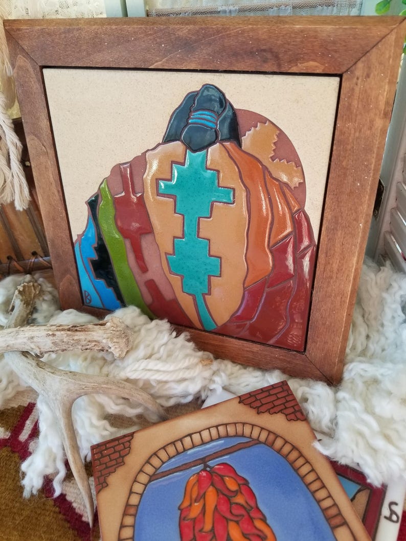 Spectacular Santa Fe New Mexico Pottery Tile. This Beautiful Framed ...