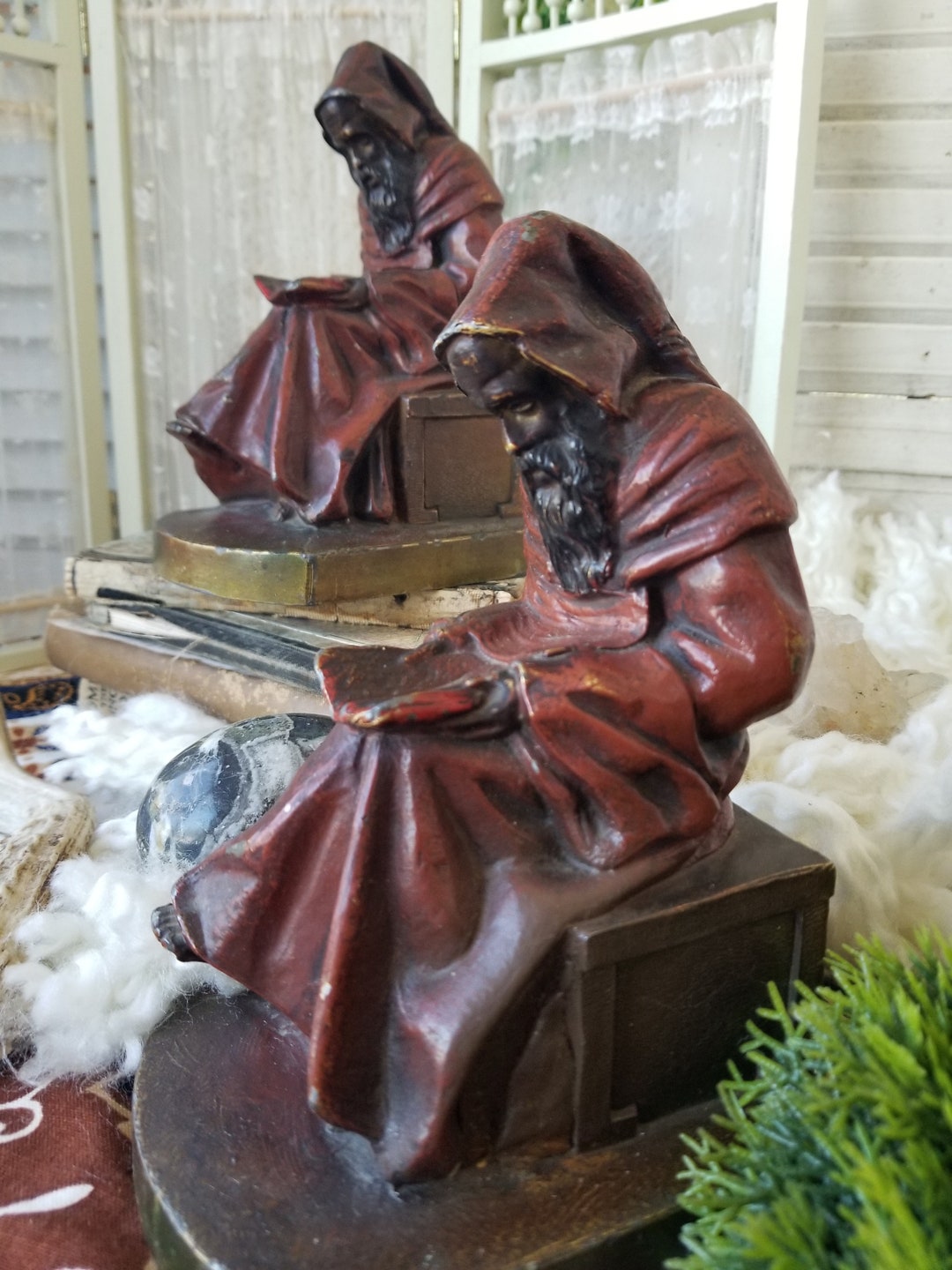 Enigmatic Pair of Antique Pompeian Bronze Monk Bookends. These Two ...