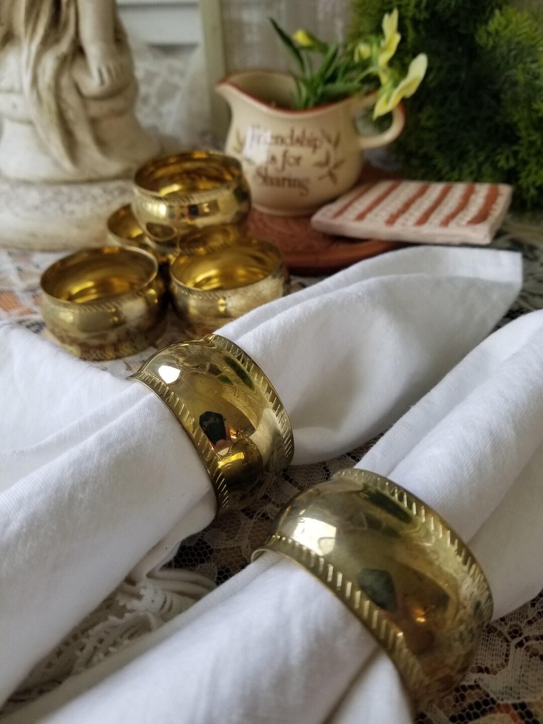 Set of 6 Vintage Stamped Brass Napkin Rings. These 6 Bohemian Brass ...