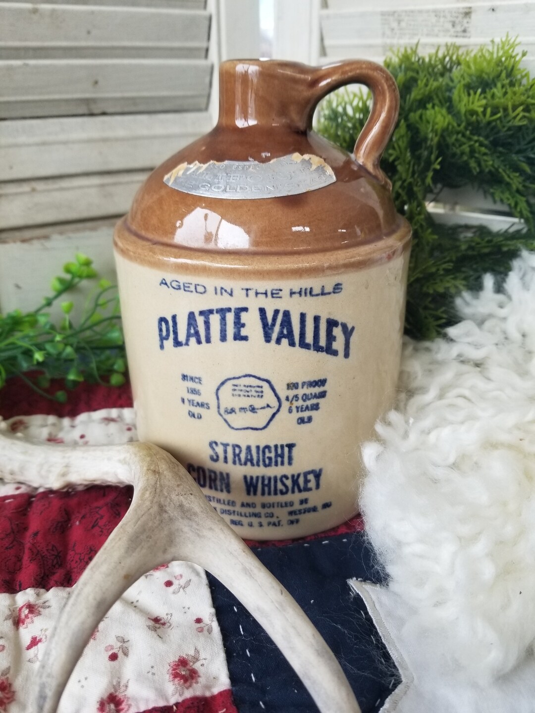 Rustic Farmhouse Stoneware Whiskey Jug. This Vintage Mccormick Corn ...