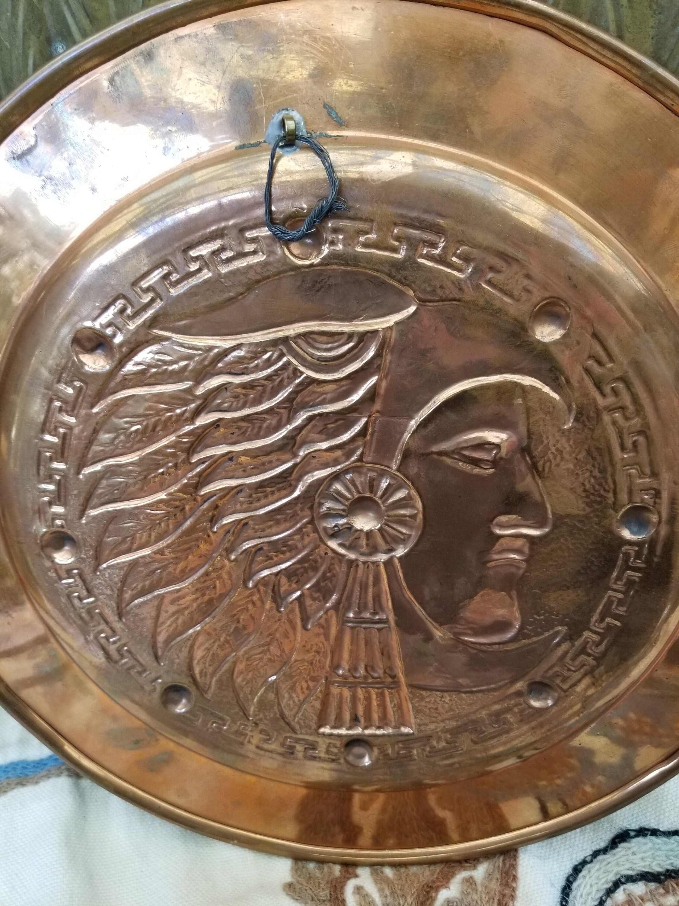 Heavy Repousse Copper Tray Featuring Native War Bonnet Image. This Masterfully Designed Copper ...