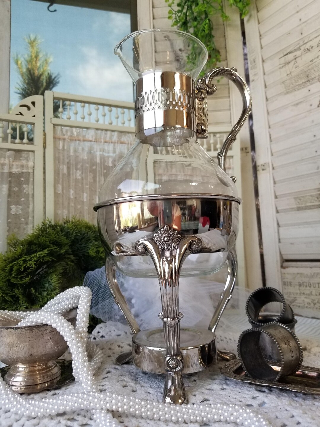 Ornate and Opulent Silver Plated Coffee Pot Stand. This Silverplated ...