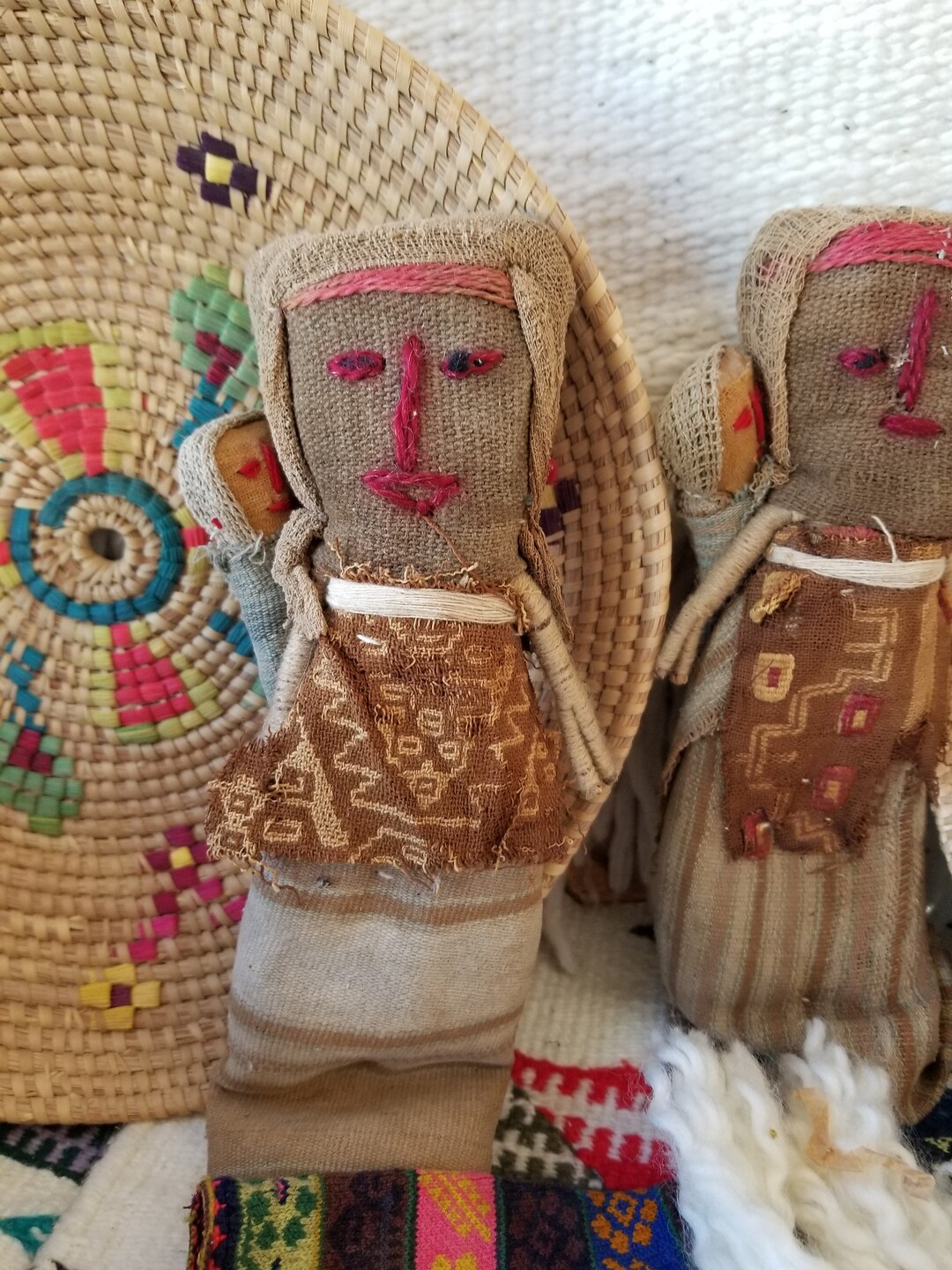 Pair of Intriguing Peruvian Hand Stitched Dolls. These Two Souvenir ...