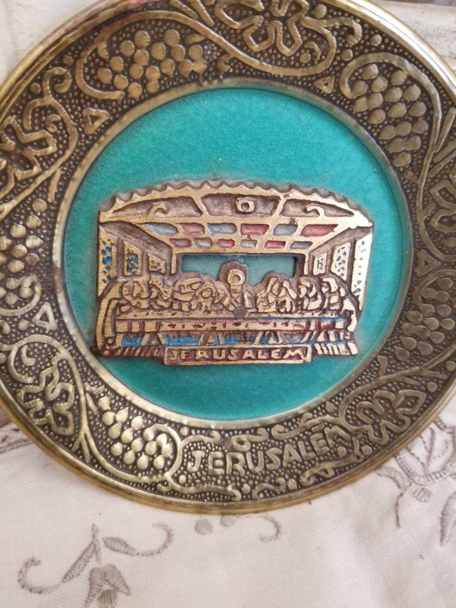 Beautiful Vintage Brass Tray From Jerusalem. This Diminutive Decorative ...