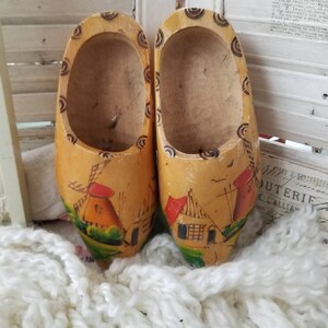 Pair of Rustic Hand Painted Wooden Dutch Clogs. This Pair of Wooden ...