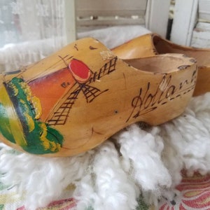 Pair of Rustic Hand Painted Wooden Dutch Clogs. This Pair of Wooden ...