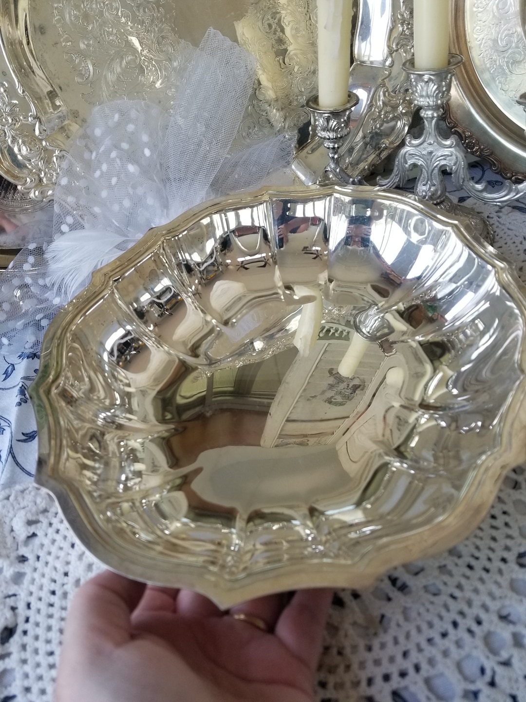 Lovely Scalloped Edged Chippendale Silver Plated Trays. Your Choice of ...