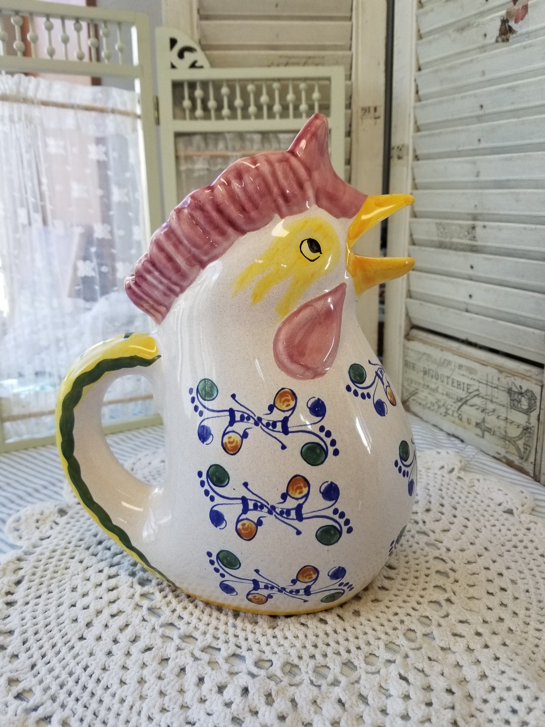 Provencal Deruta Pottery Pitcher. This Gorgeous Italian Vibrantly Hand ...